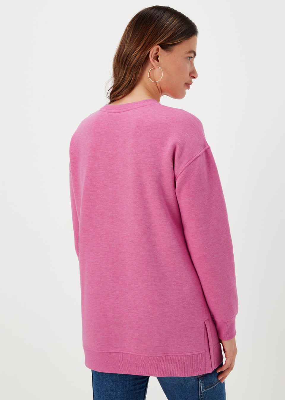 Pink Marl Longline Sweatshirt - Matalan