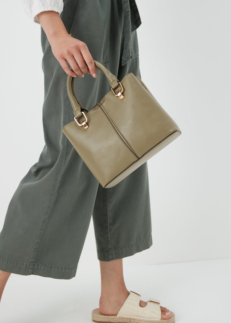 Green Multiple Compartment Mini Tote Bag - Matalan