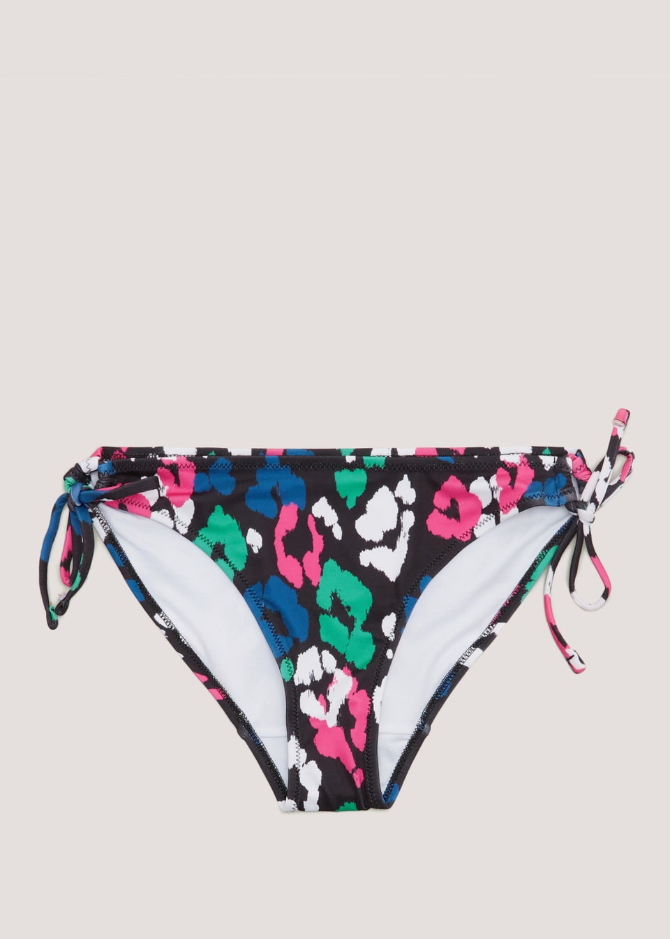 Black Animal Print Triangle Bikini Bottoms - Matalan