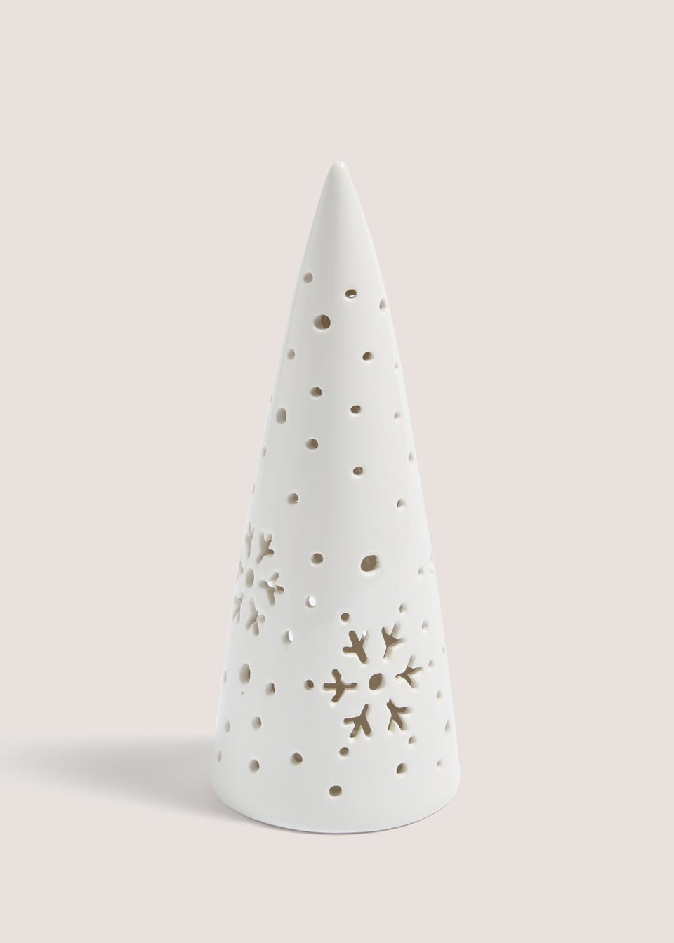 White Ceramic Snowflake Tree (20cm x 40cm x 40cm) - Matalan