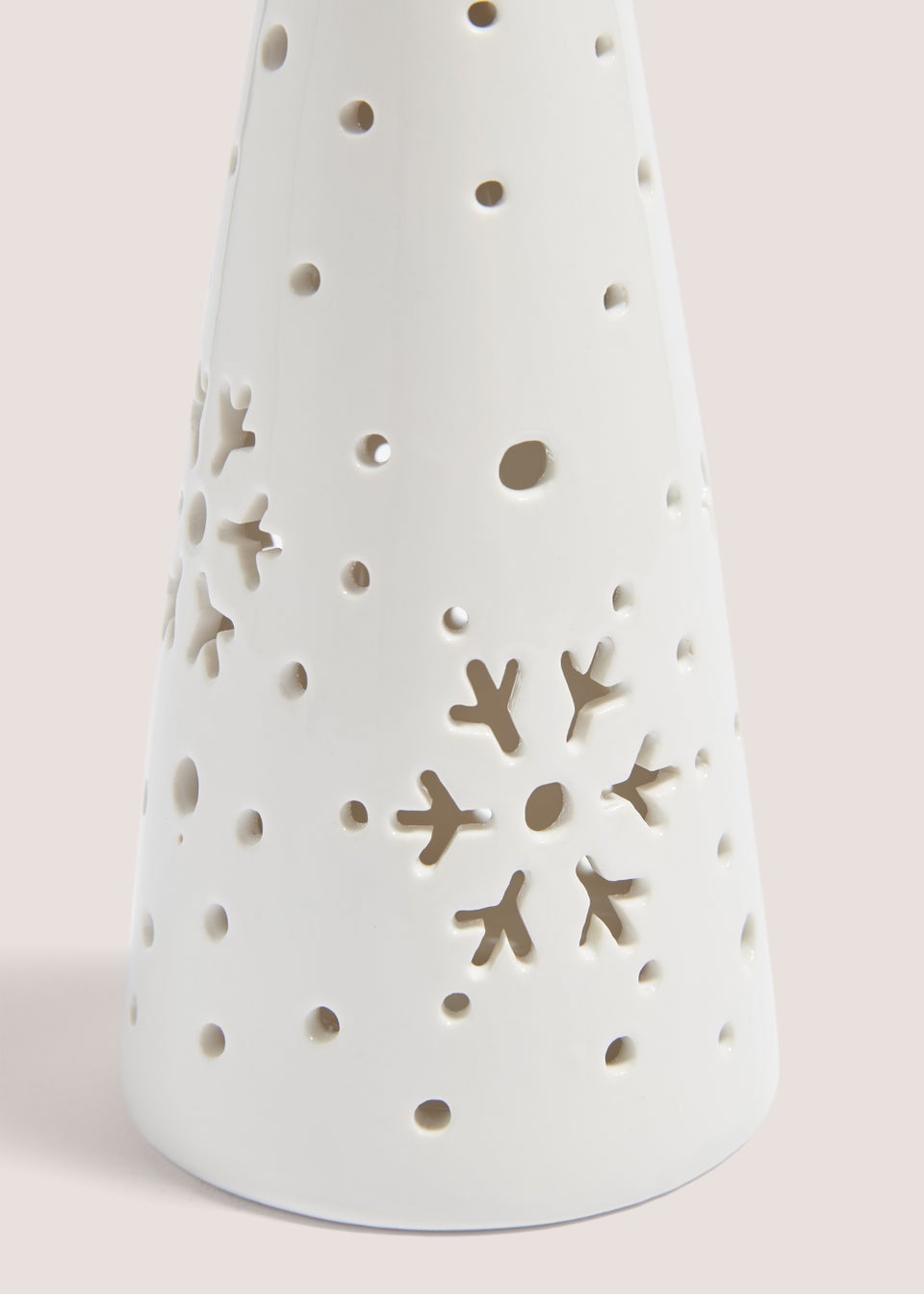 White Ceramic Snowflake Tree (20cm x 40cm x 40cm) - Matalan