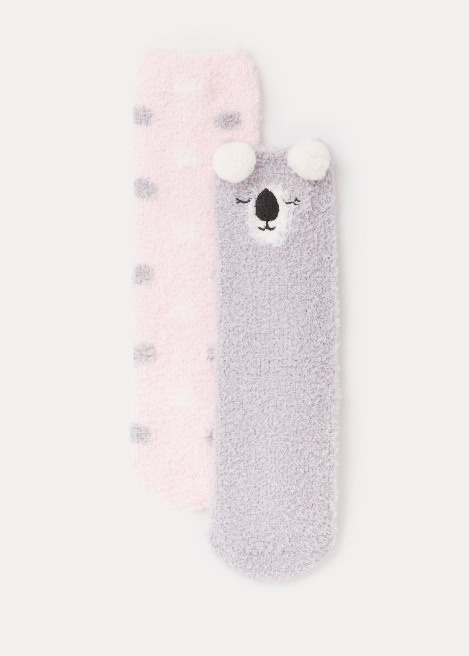 2 Pack Cream Koala Print Socks - Matalan