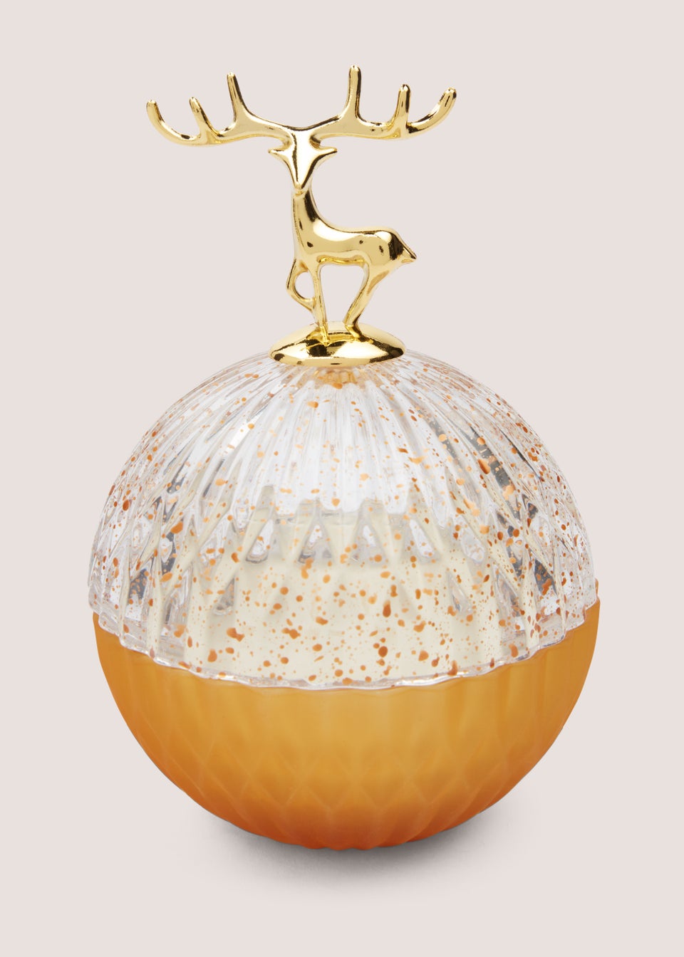 Stag Glass Candle (11cm) - Matalan