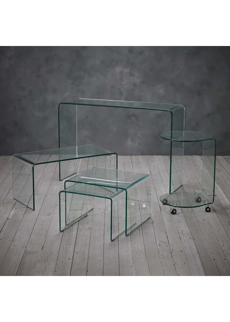 LPD Furniture Azurro Console Table Glass (750x350x1100mm) - Matalan