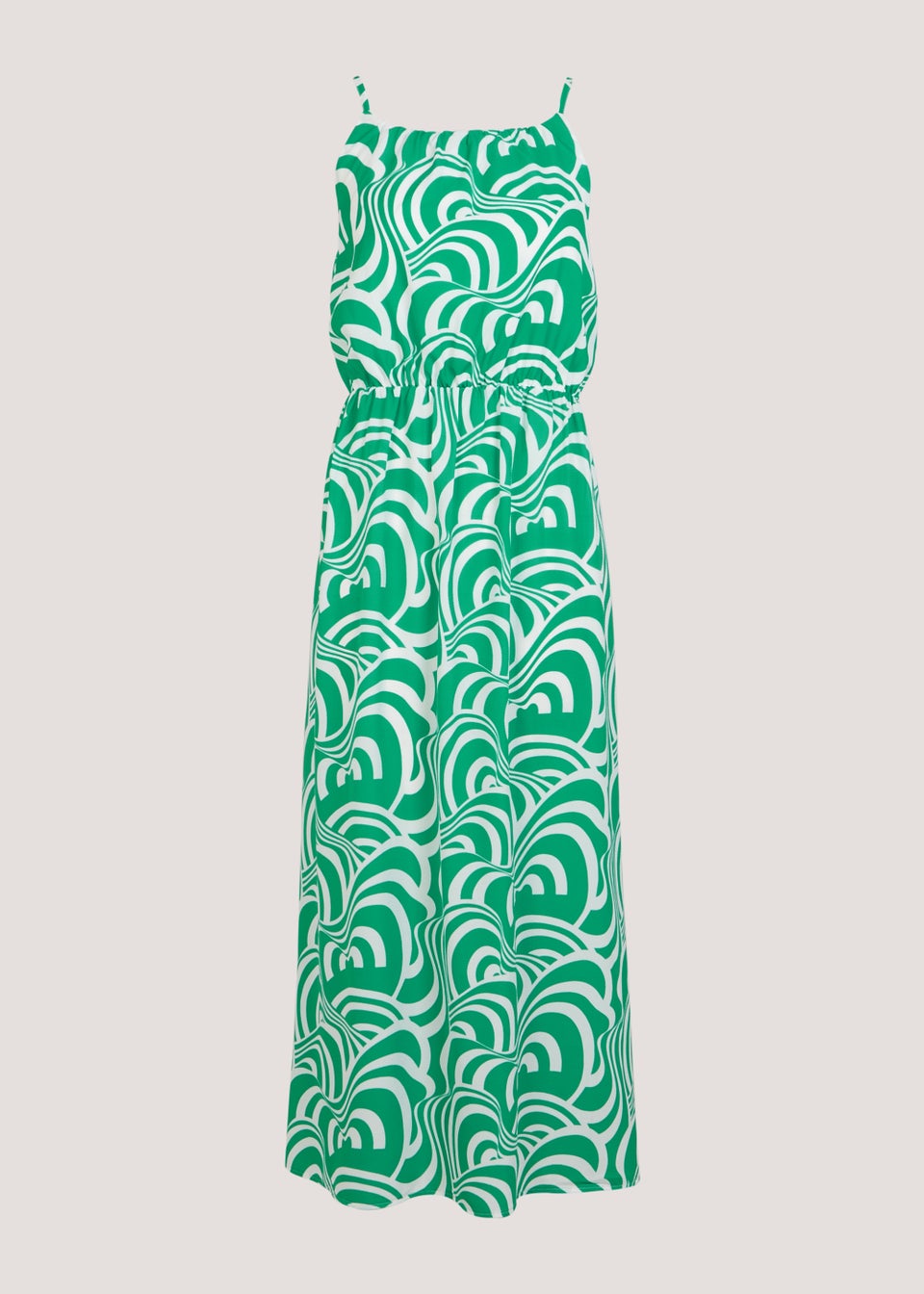 Green Swirl Print High Apex Midi Cami Dress - Matalan