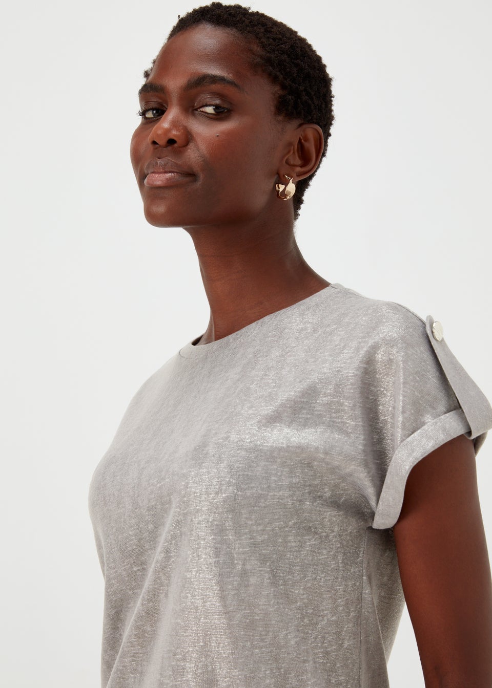 Grey Metallic T-Shirt - Matalan