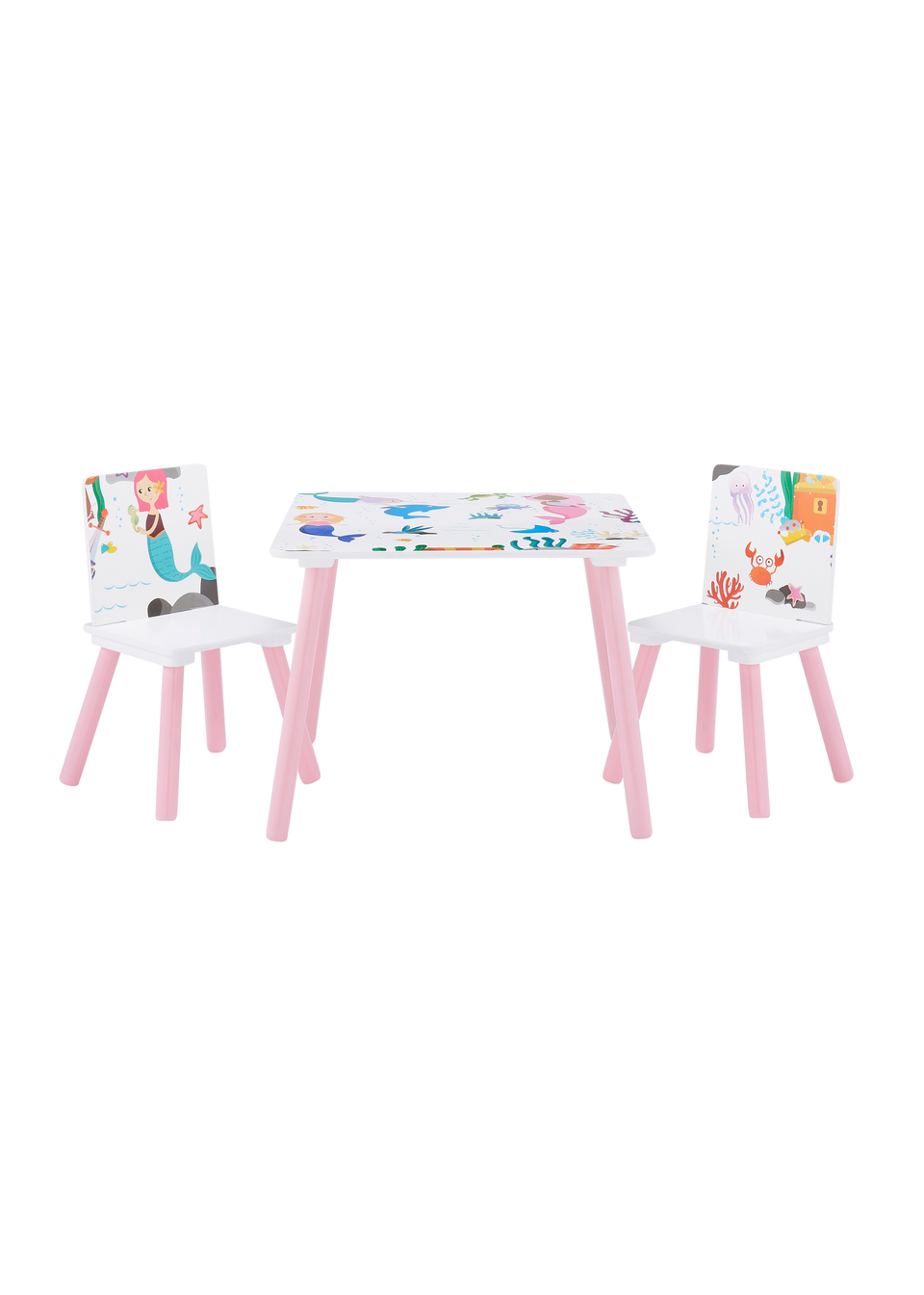 Lloyd Pascal Kids Mermaid Table and Chairs Set (60cm x 60cm x 44cm ...