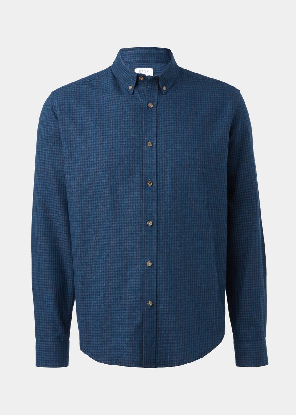 Navy Gingham Print Long Sleeve Shirt - Matalan