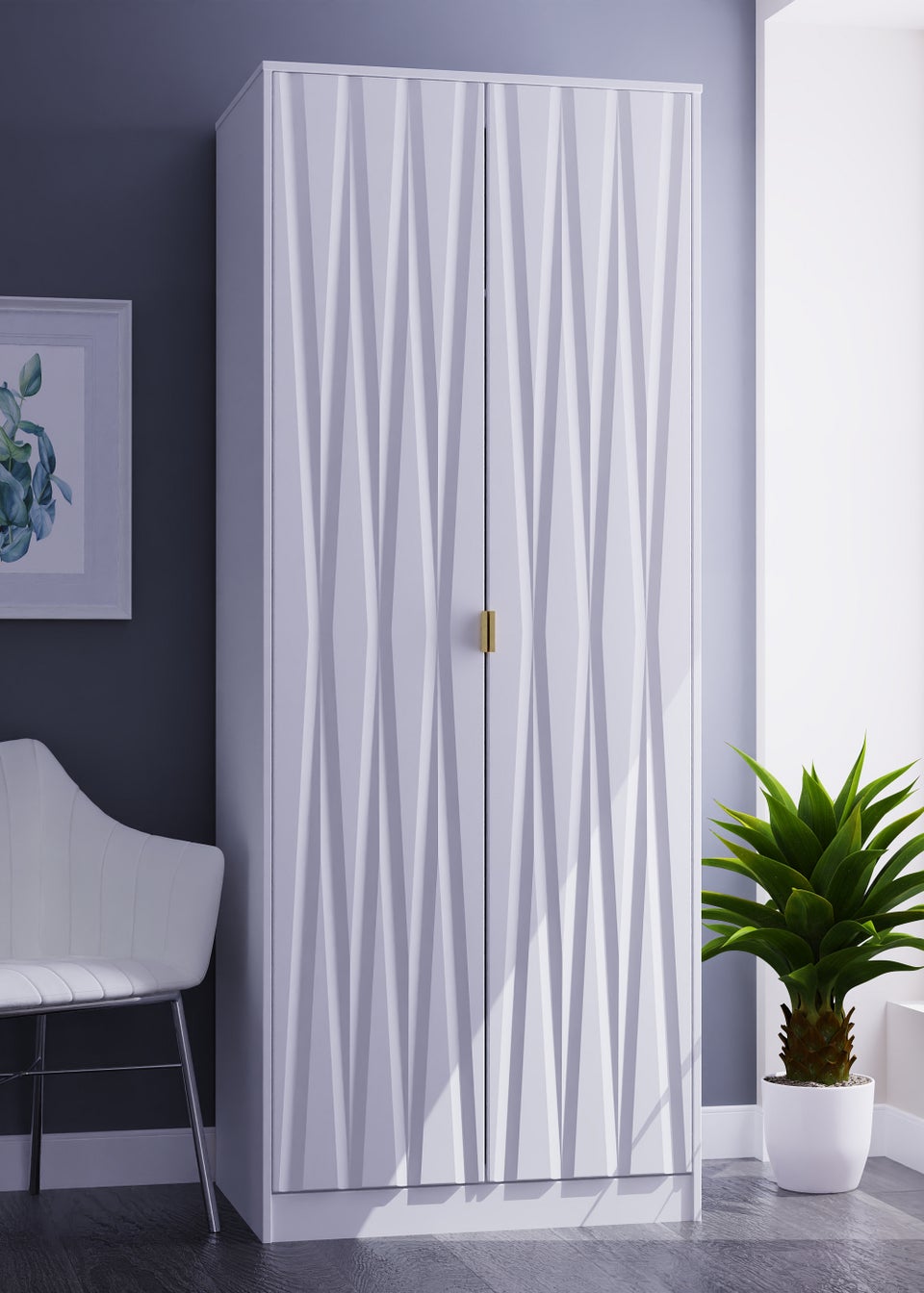 Swift Prism 2 Door Wardrobe (197cm x 53cm x 74cm) - Matalan