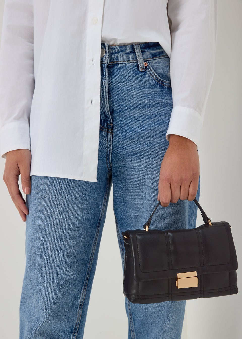 Black Top Handle Mini Tote Bag - Matalan