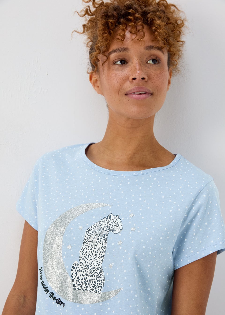 Blue Moon & Leopard Embroidered Nightie - Matalan