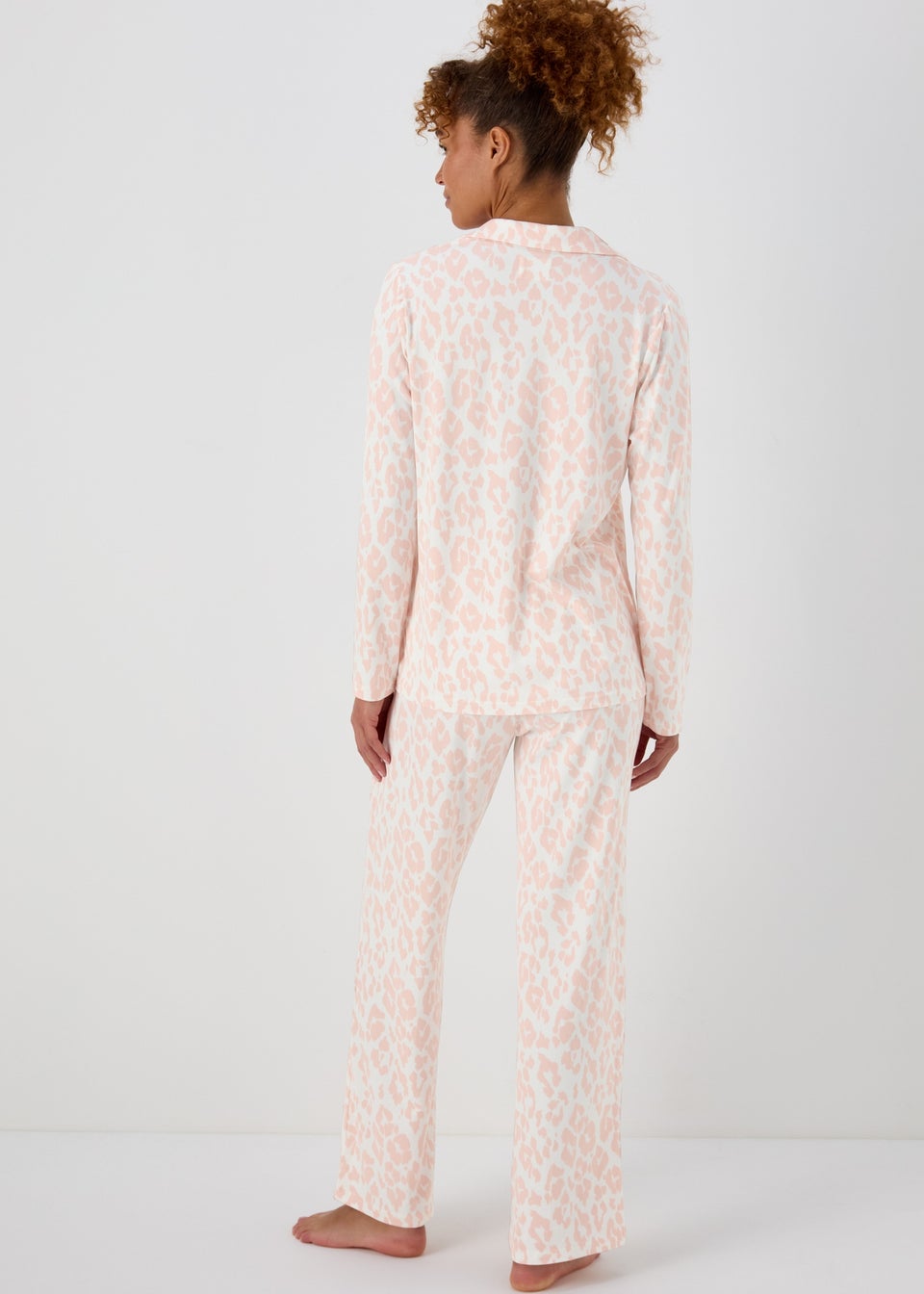 Pink Animal Print Traditional Button Up Pyjamas - Matalan