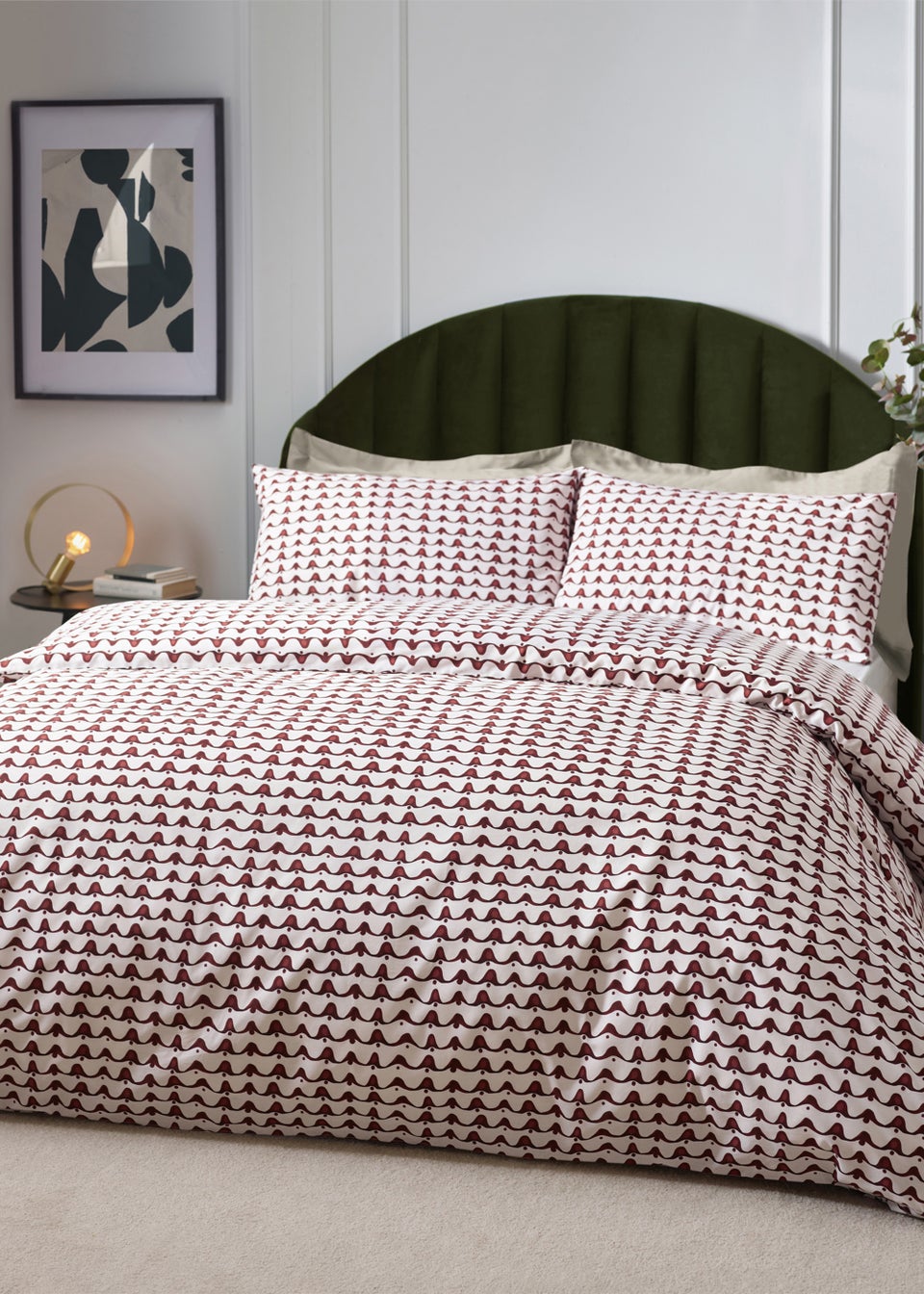 Hoem Avery Abstract Cotton Rich Duvet Cover Set Red - Matalan
