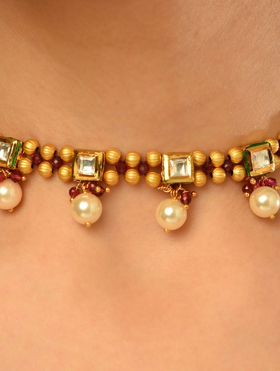 Maroon kundan set store