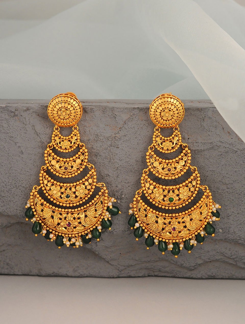 Women Gold Push Back Brass Danglers Jaypore US