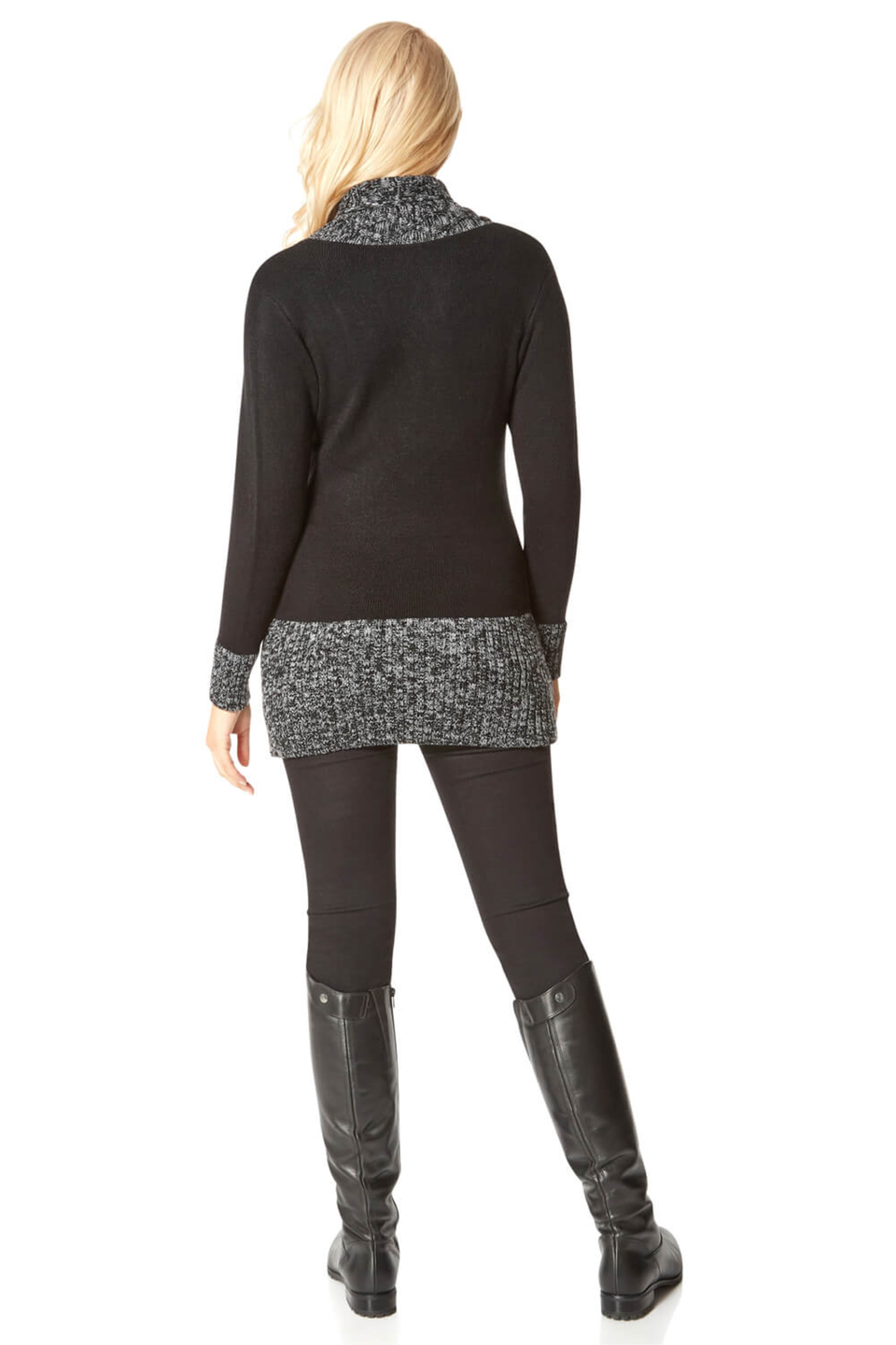 Roman Black V-Neck Overlap Button Detail Longline Jumper - Matalan Roman Black V-Neck Overlap Button Detail Longline Jumper - Matalan