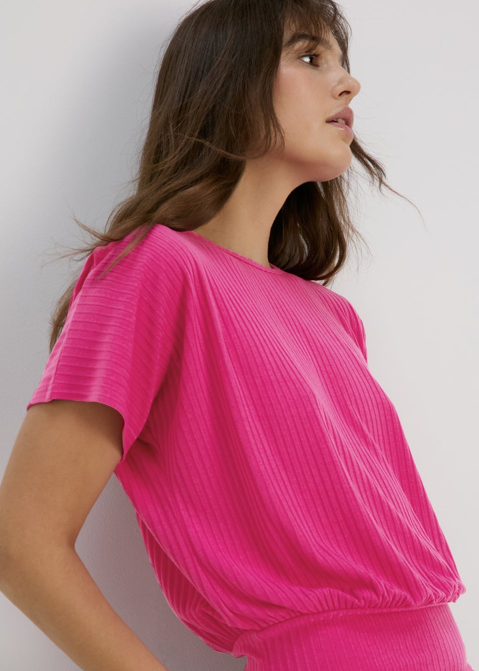 Pink Batwing Ribbed Top - Matalan