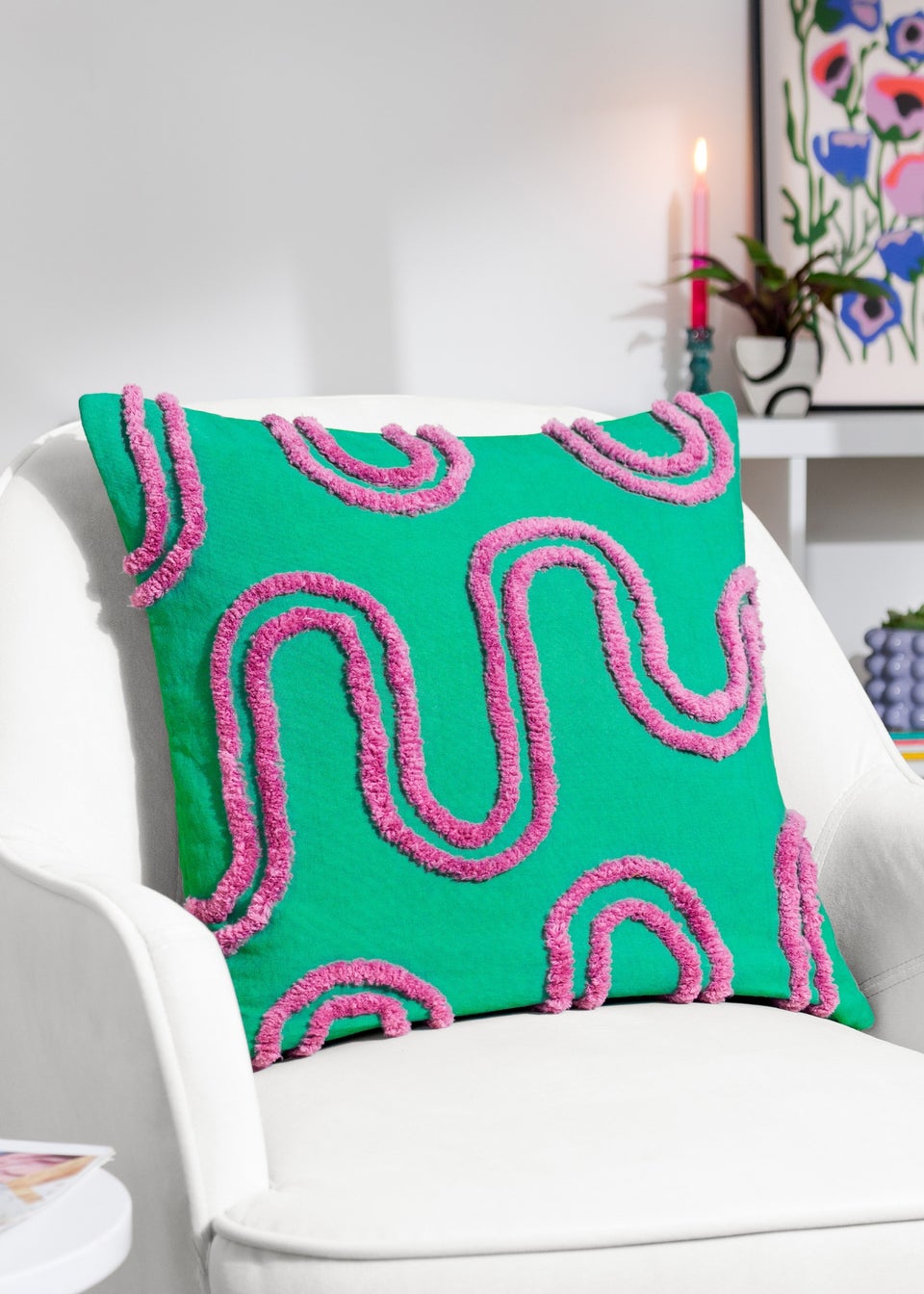 Heya Home Archie Geometric Tufted Filled Cushion (45cm x 45cm x 8cm ...