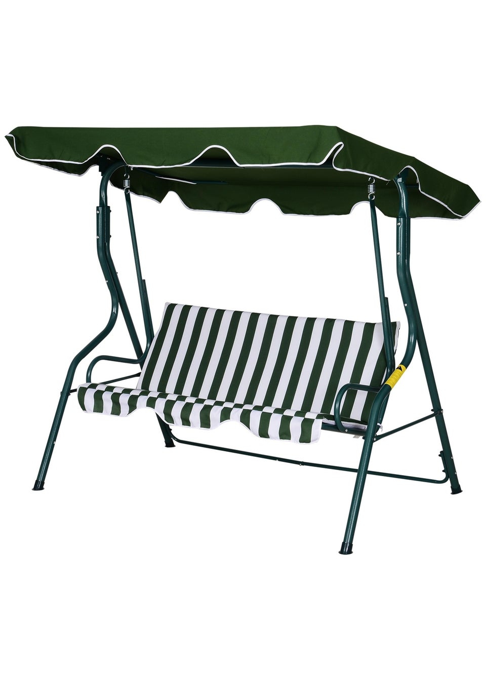 Outsunny 3 Seater Canopy Swing Chair - Green Stripes - Matalan