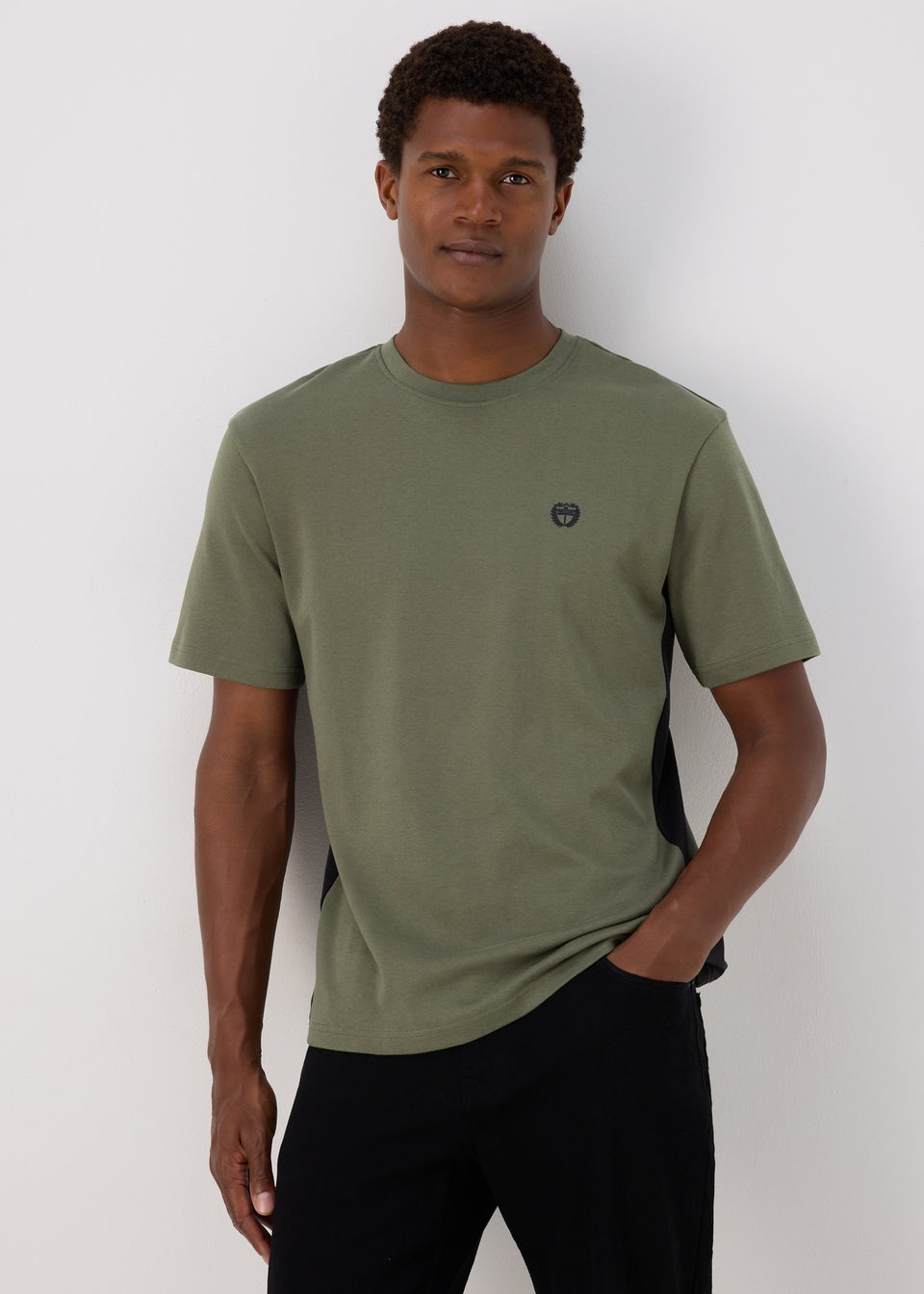 Khaki Side Panel T-Shirt - Matalan