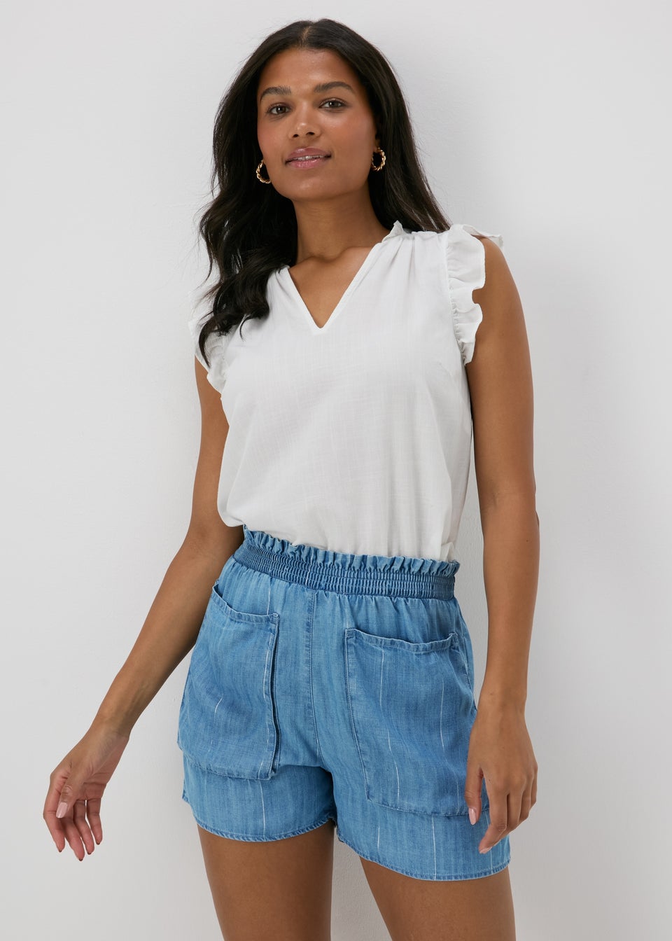 Denim Double Cloth Front Pocket Shorts - Matalan