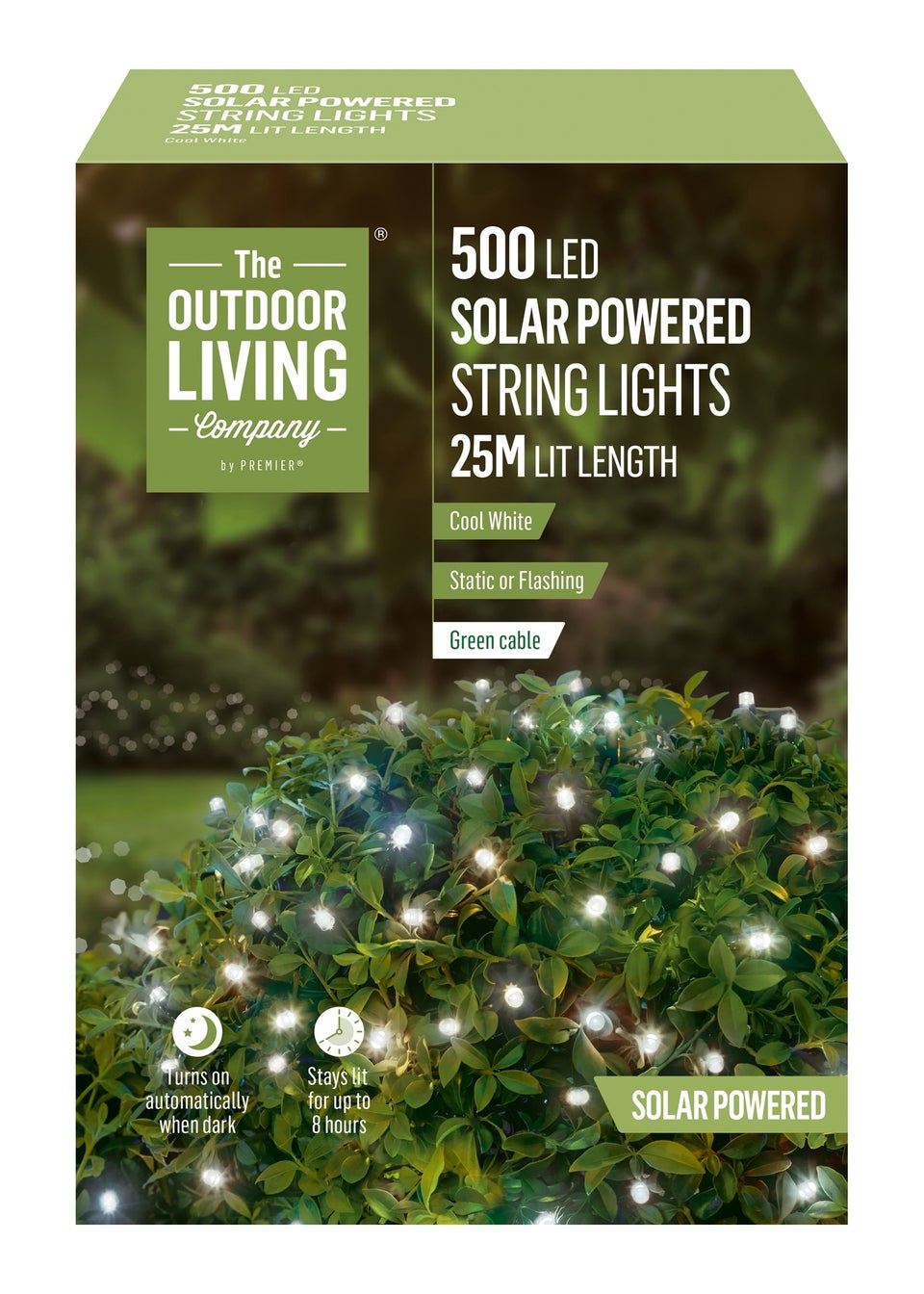Premier Decorations 500 Cool White Solar String Lights - Matalan