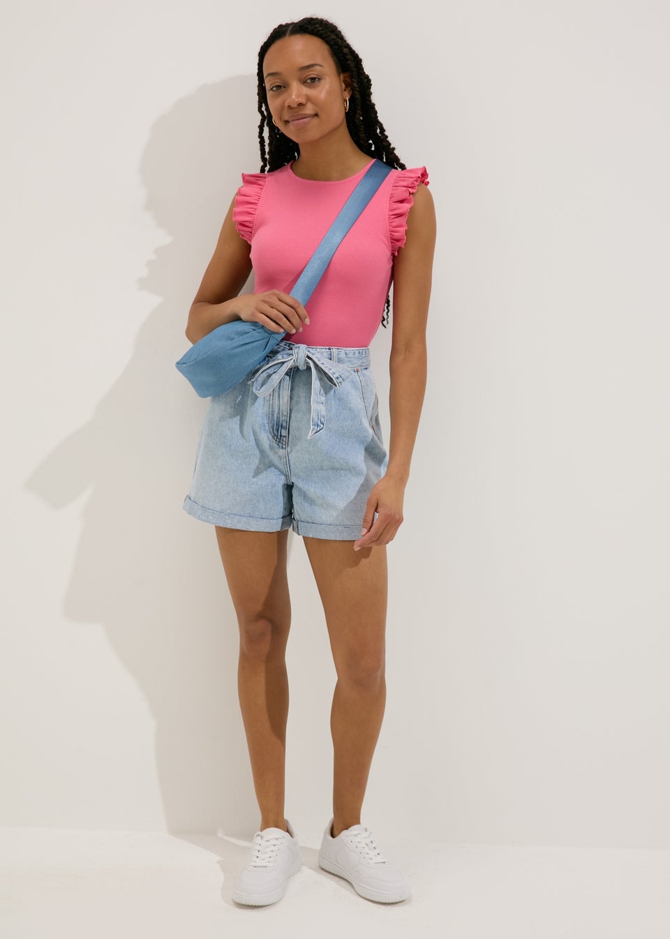 Pink Ruffle Ribbed Vest Top - Matalan