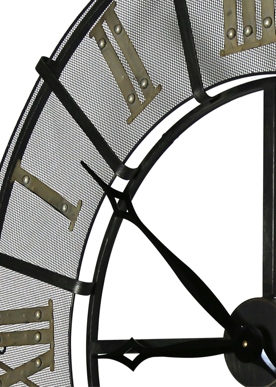 Charles Bentley Iron Garden Black & Antique Brass Metal Clock (Dia.87cm ...