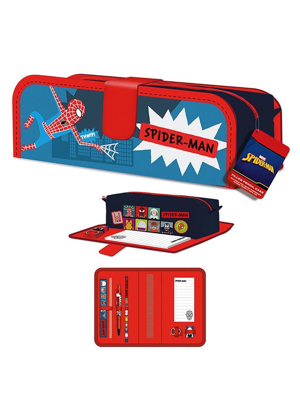 Spider-Man Red/Blue Sketch Pencil Case Set (Pack of 7) - Matalan