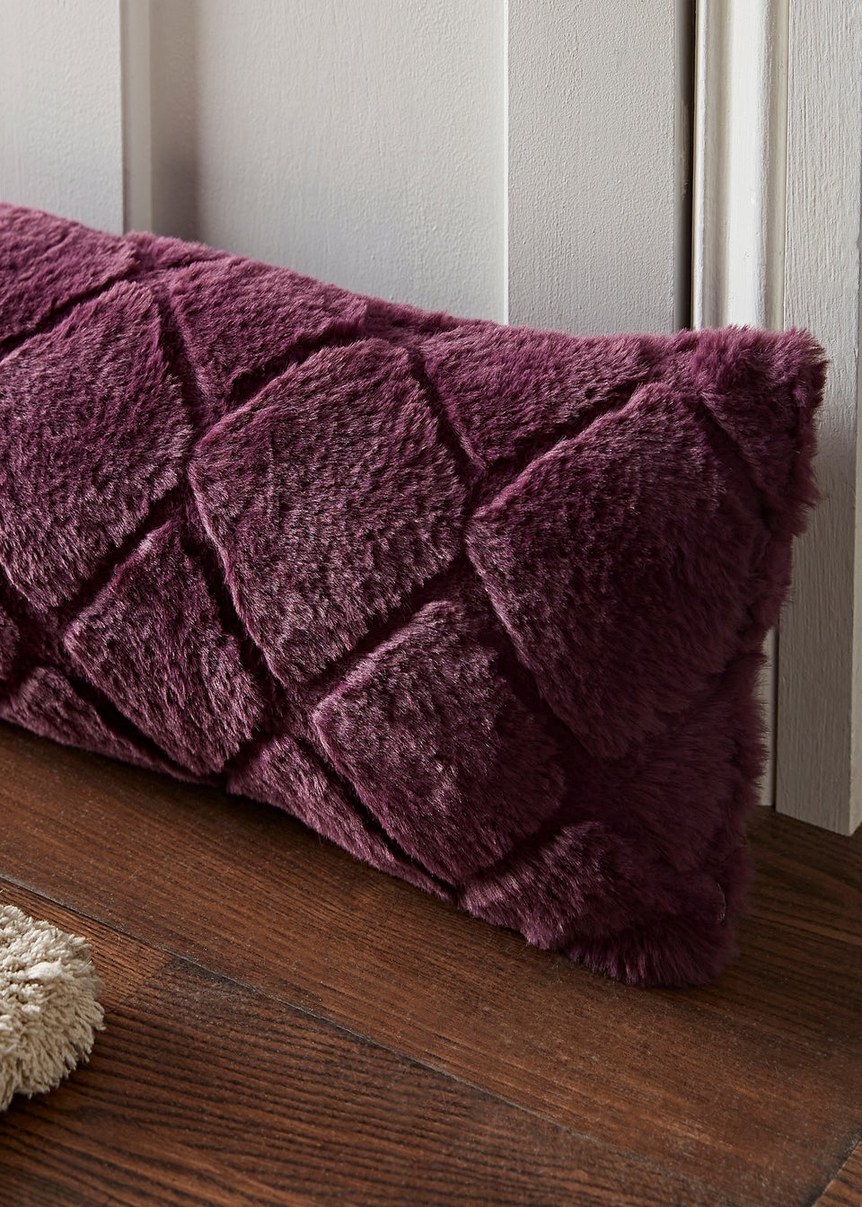 Catherine Lansfield Cosy Diamond Faux Fur Door Draught Excluder ...