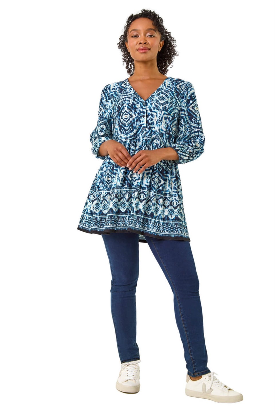 Roman Navy Petite Aztec Print Tunic - Matalan