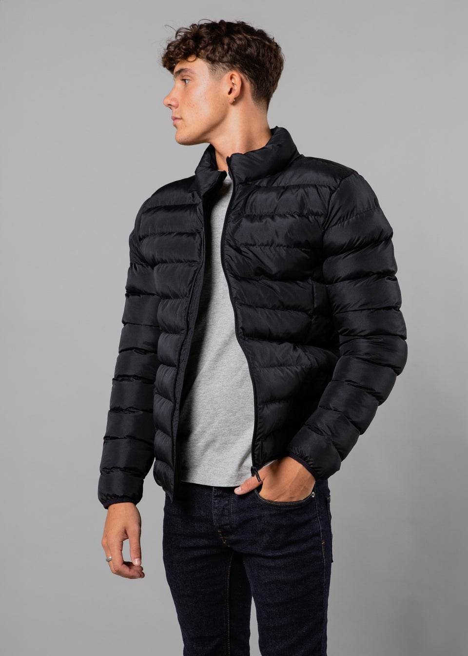 French Connection Navy Funnel Neck Puffer Jacket - Matalan