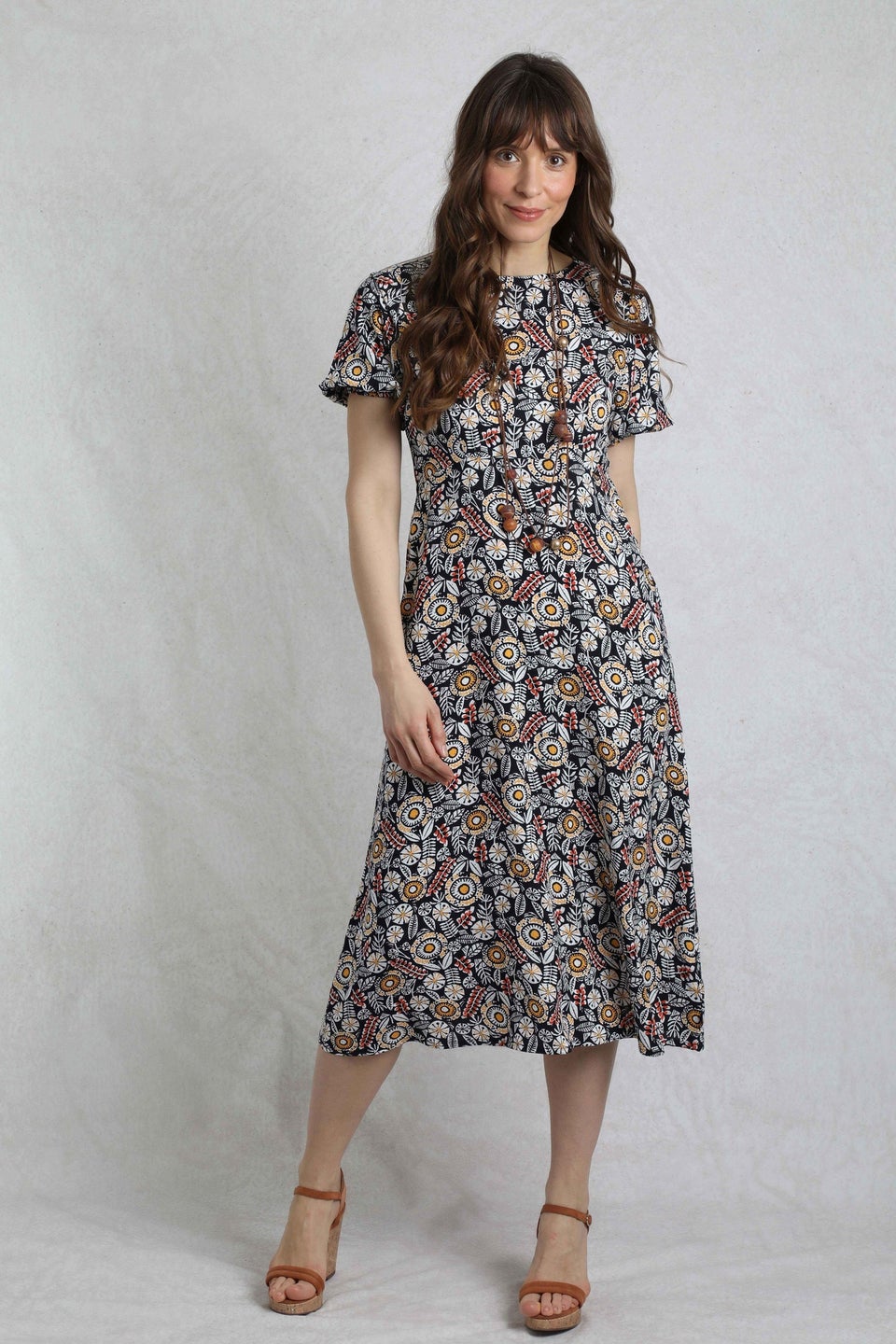 Weird Fish Navy Everly Printed Dress - Matalan