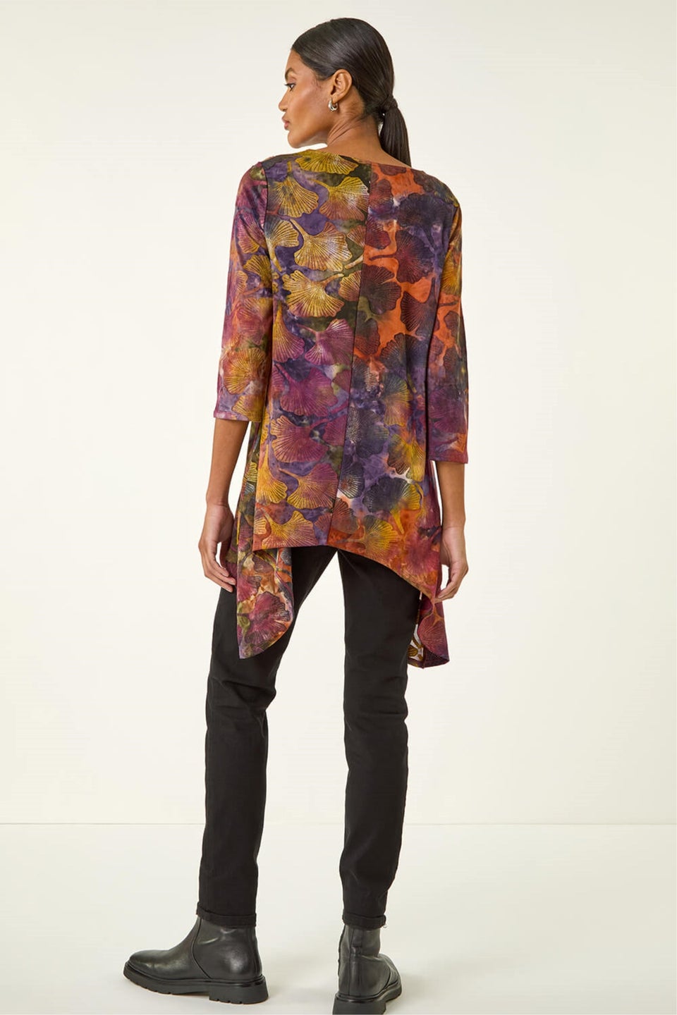 Roman Rust Textured Print Hanky Hem Top - Matalan