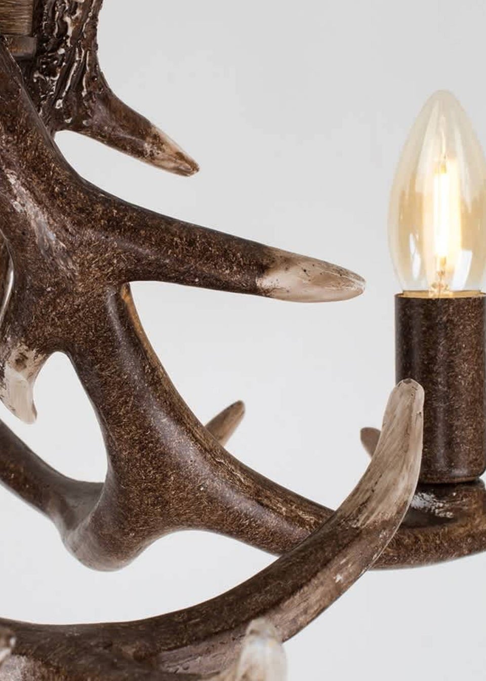ValueLights Caribou Rustic Antler 3 Way Ceiling Light - Matalan