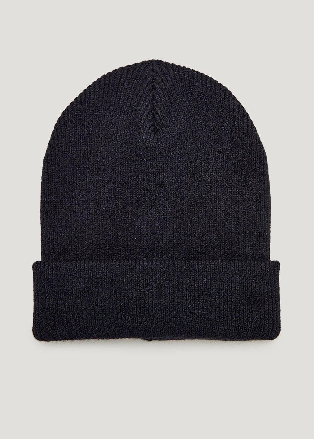 Black Ribbed Beanie Hat - One Size
