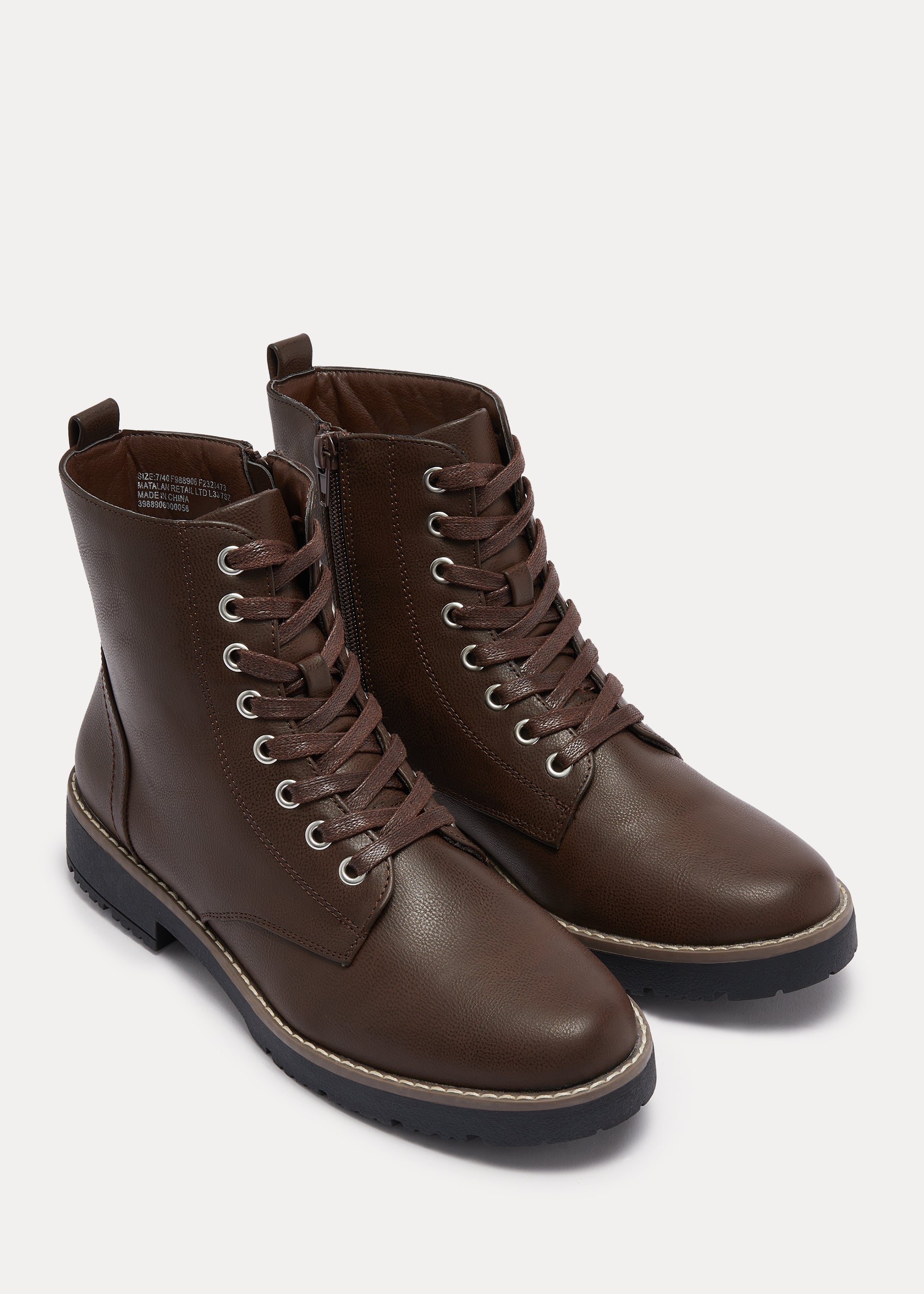 Soleflex Brown Lace Up Boots - Size 3