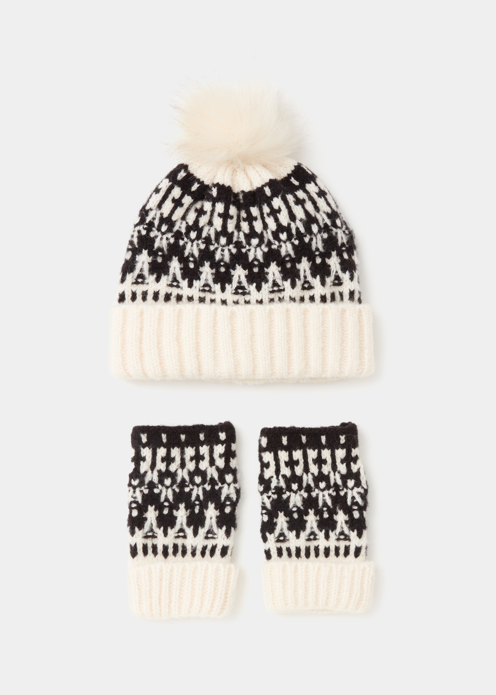 Oatmeal Brushed Hat & Gloves Set - One Size