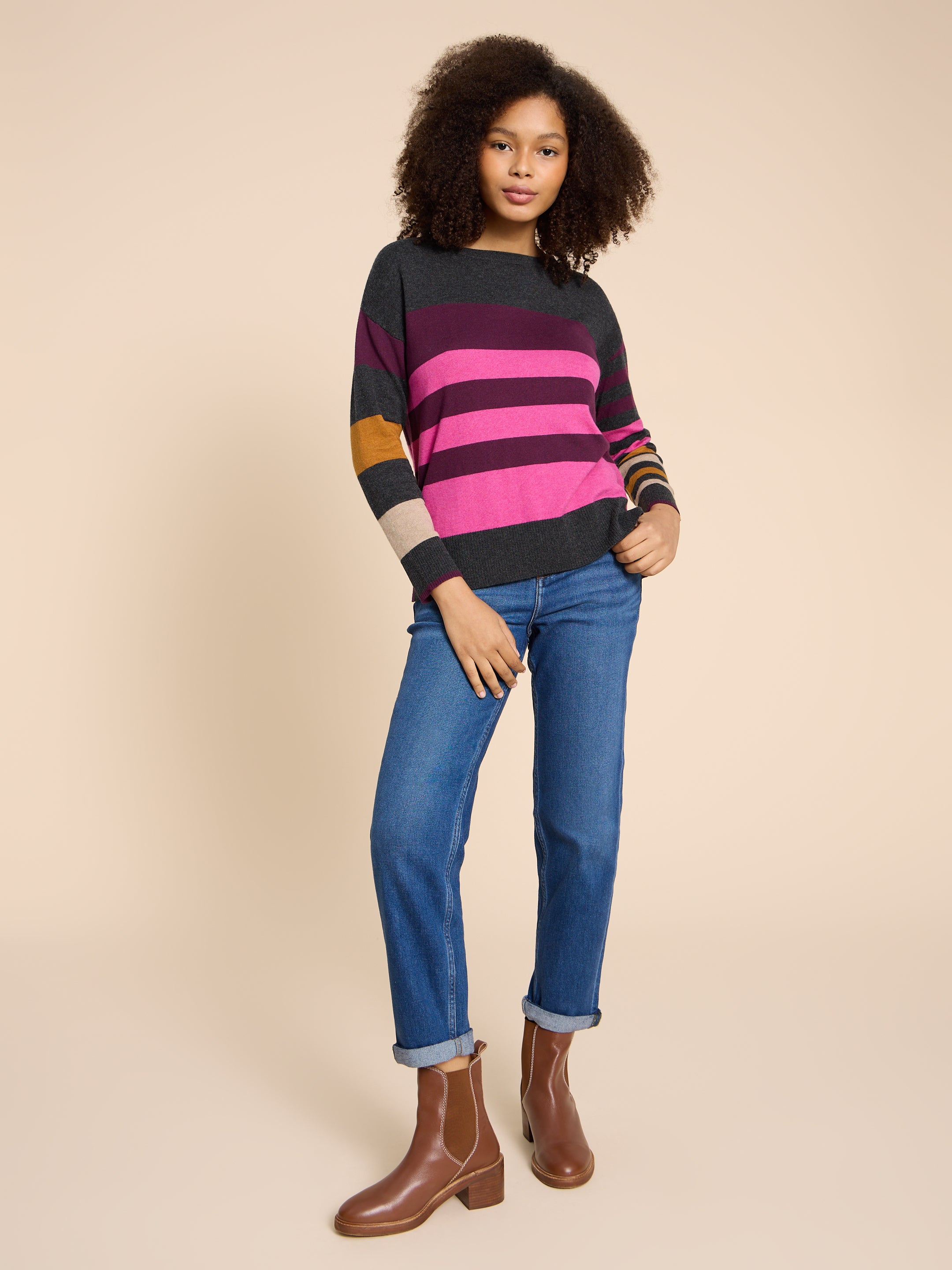 Urban Pullover mit Colour-Block-Design - Grau Mehrfarbig - 34 | White Stuff