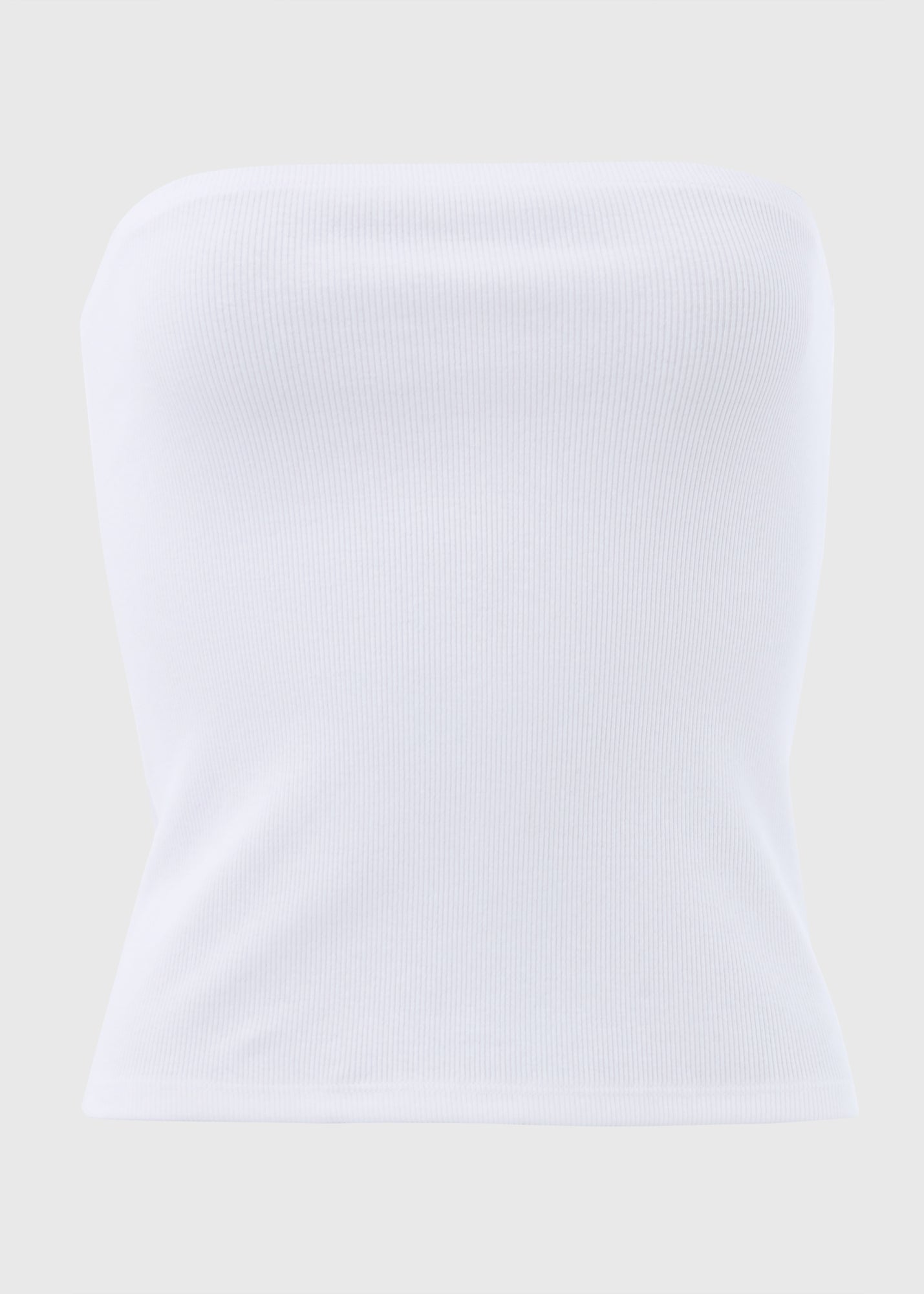 White Plain Ribbed Boobtube - Small