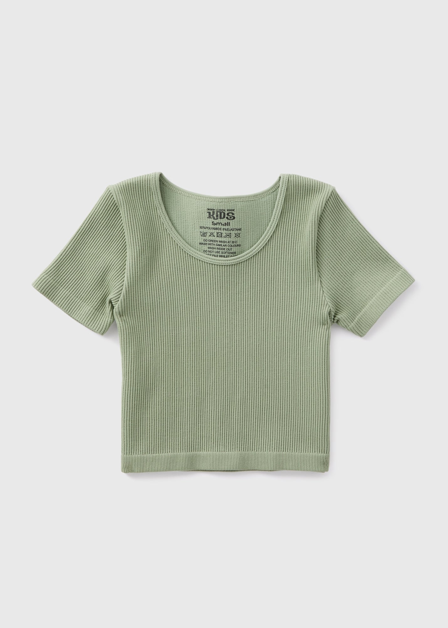 Girls Khaki Seamless Ribbed T-Shirt (7-15yrs) - Small