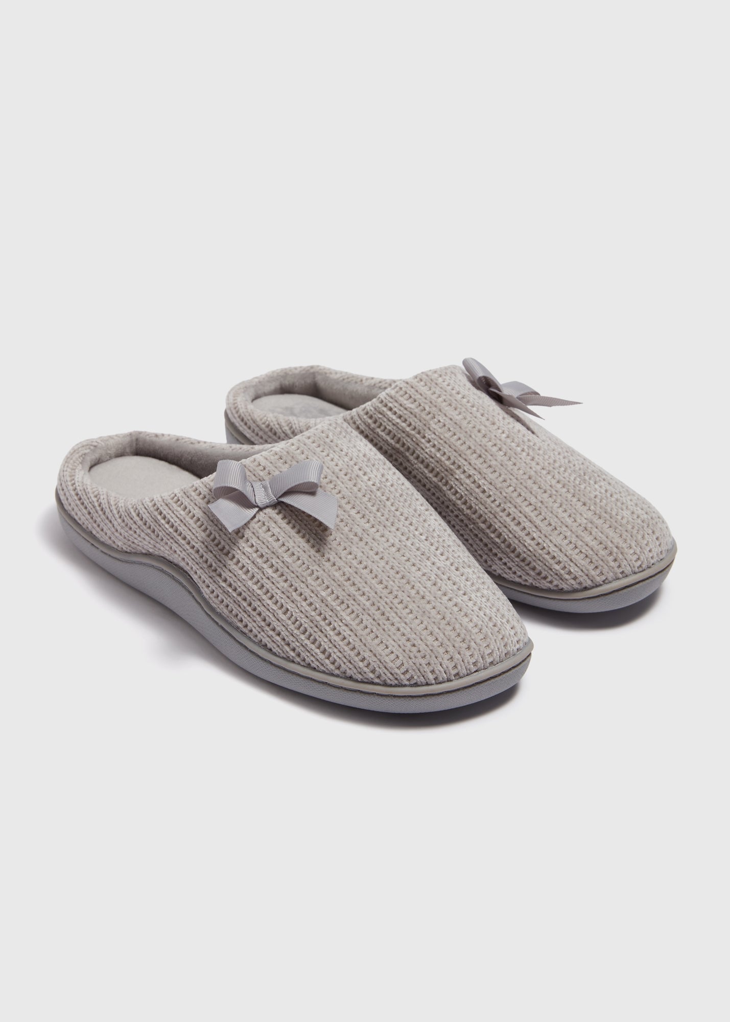 Grey Hidden Support Mule Slippers - Small