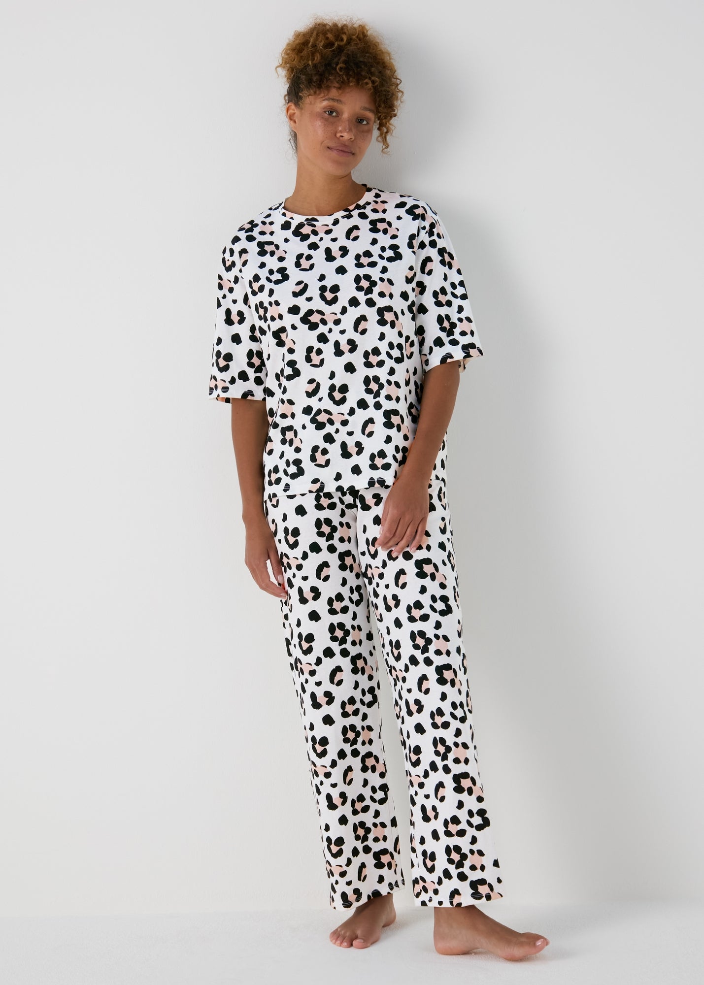 Cream Animal Print Pyjama Set - Small