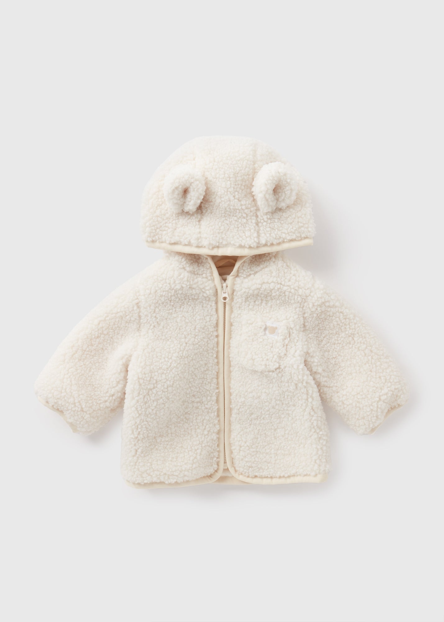 Baby Cream Borg Jacket (Newborn-23mths) - Up to 1 Month
