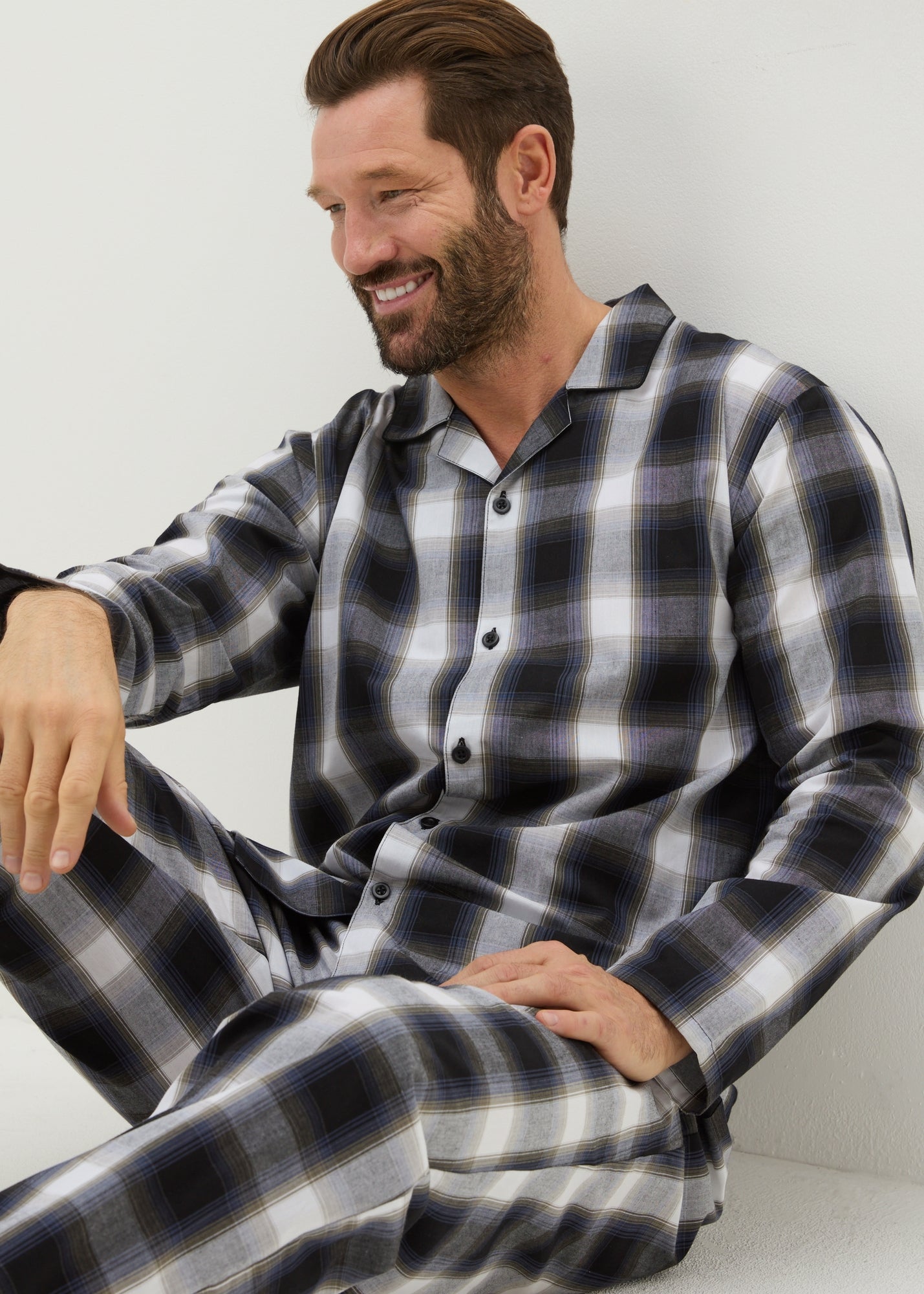 Black Check Brushed Woven Pyjama Set - Extra small