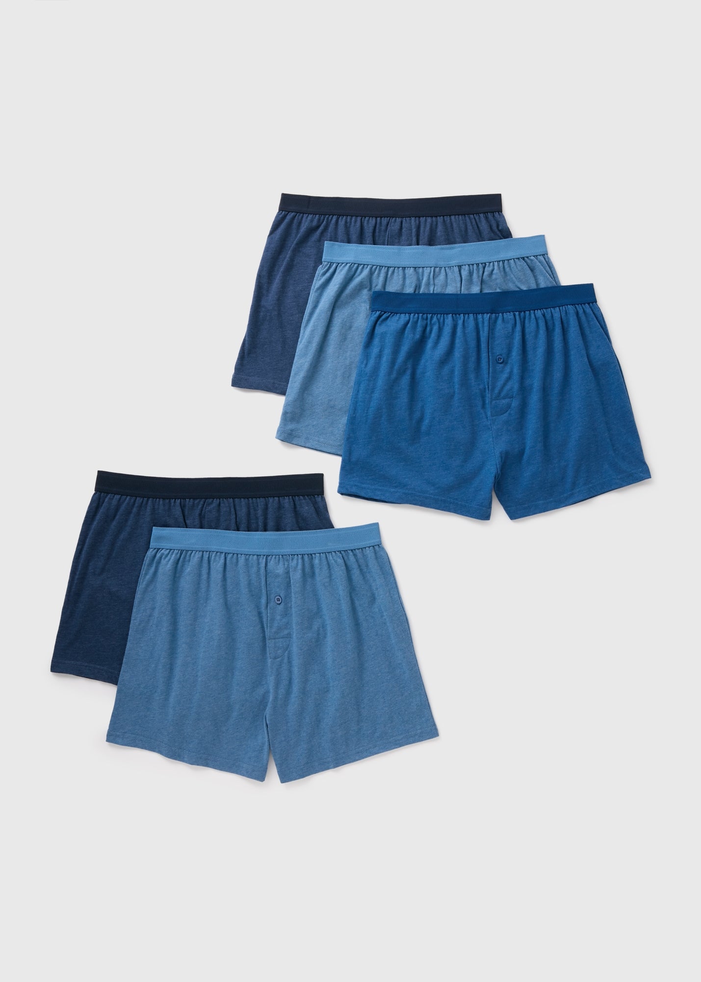5 Pack Blue Loose Fit Boxers - Small