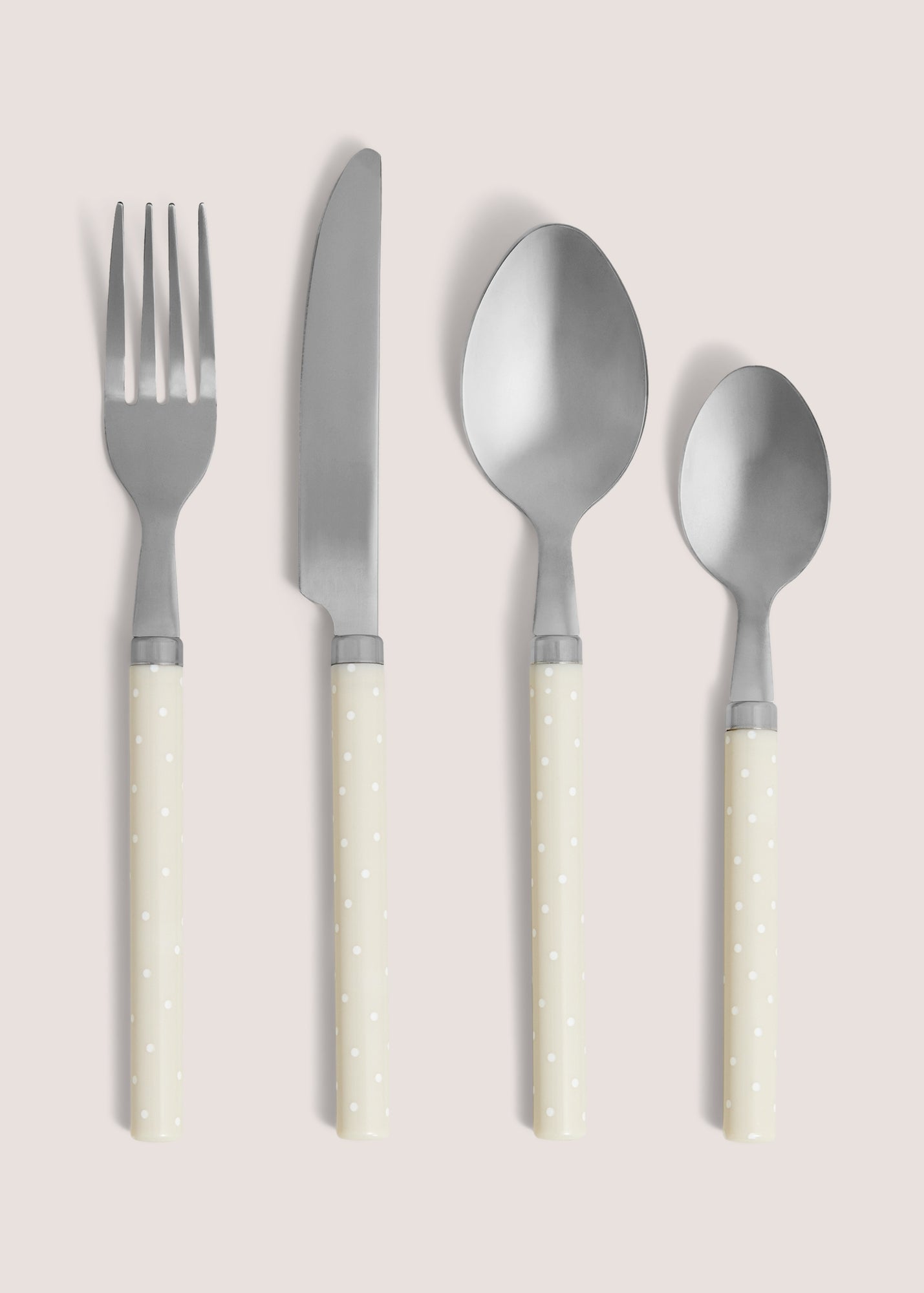 16 Piece Cream Spot Pattern Cutlery Set | Matalan
