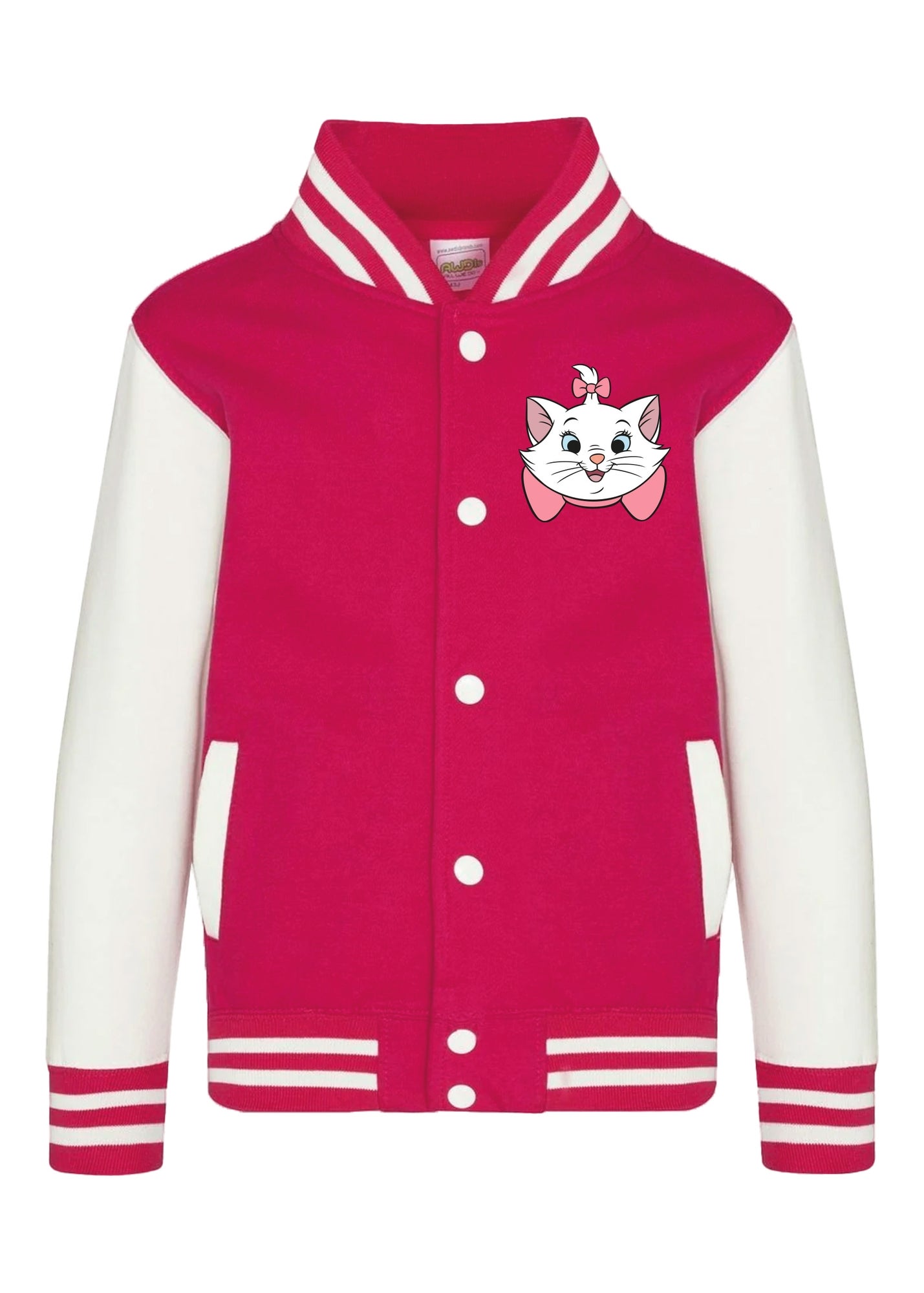 Disney Aristocats Marie Je Suis Adorable Kids Pink/White Varsity Jacket ...