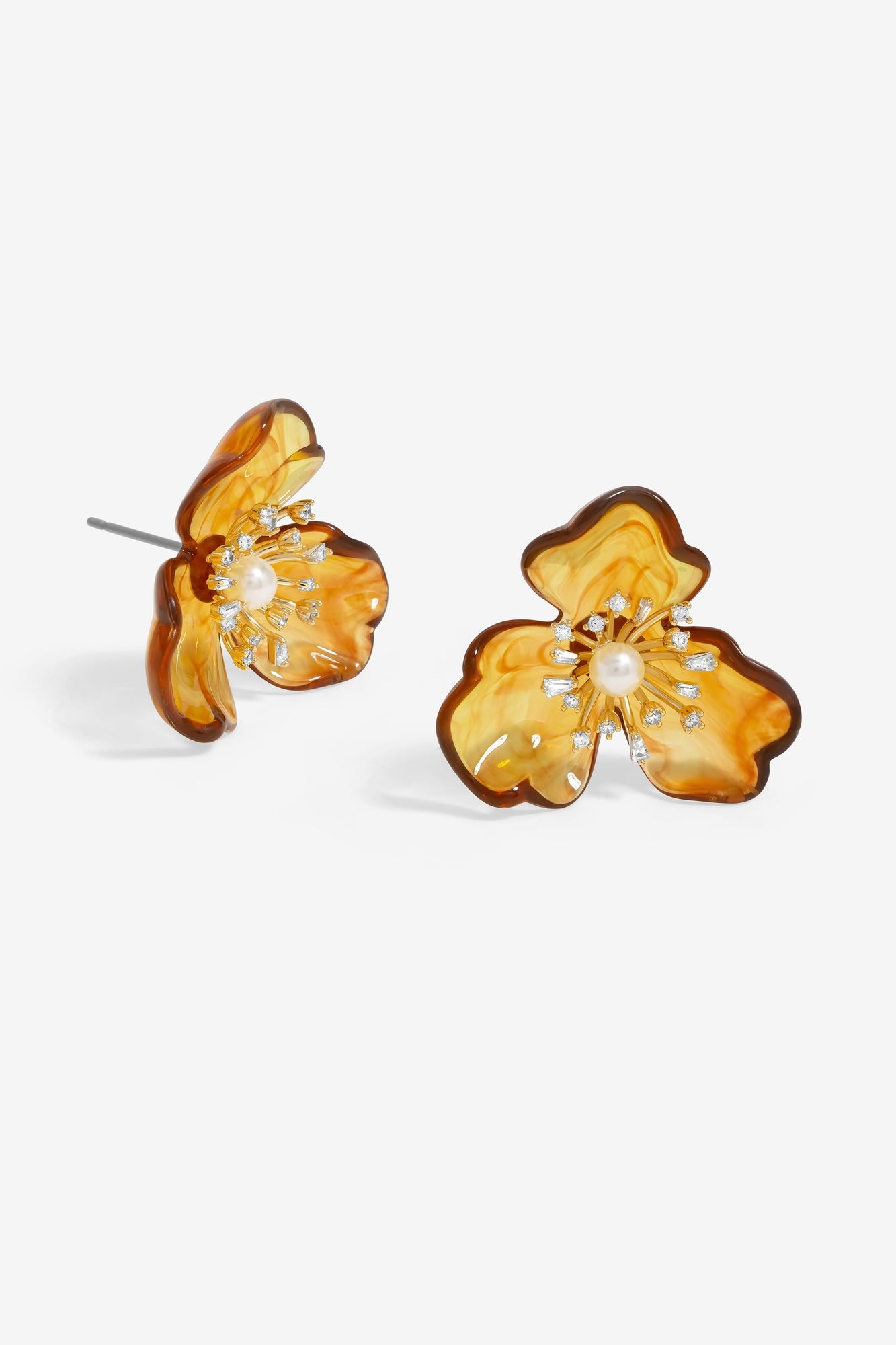 Jon Richard Gold Plated Flower Resin Earrings - One Size | Matalan
