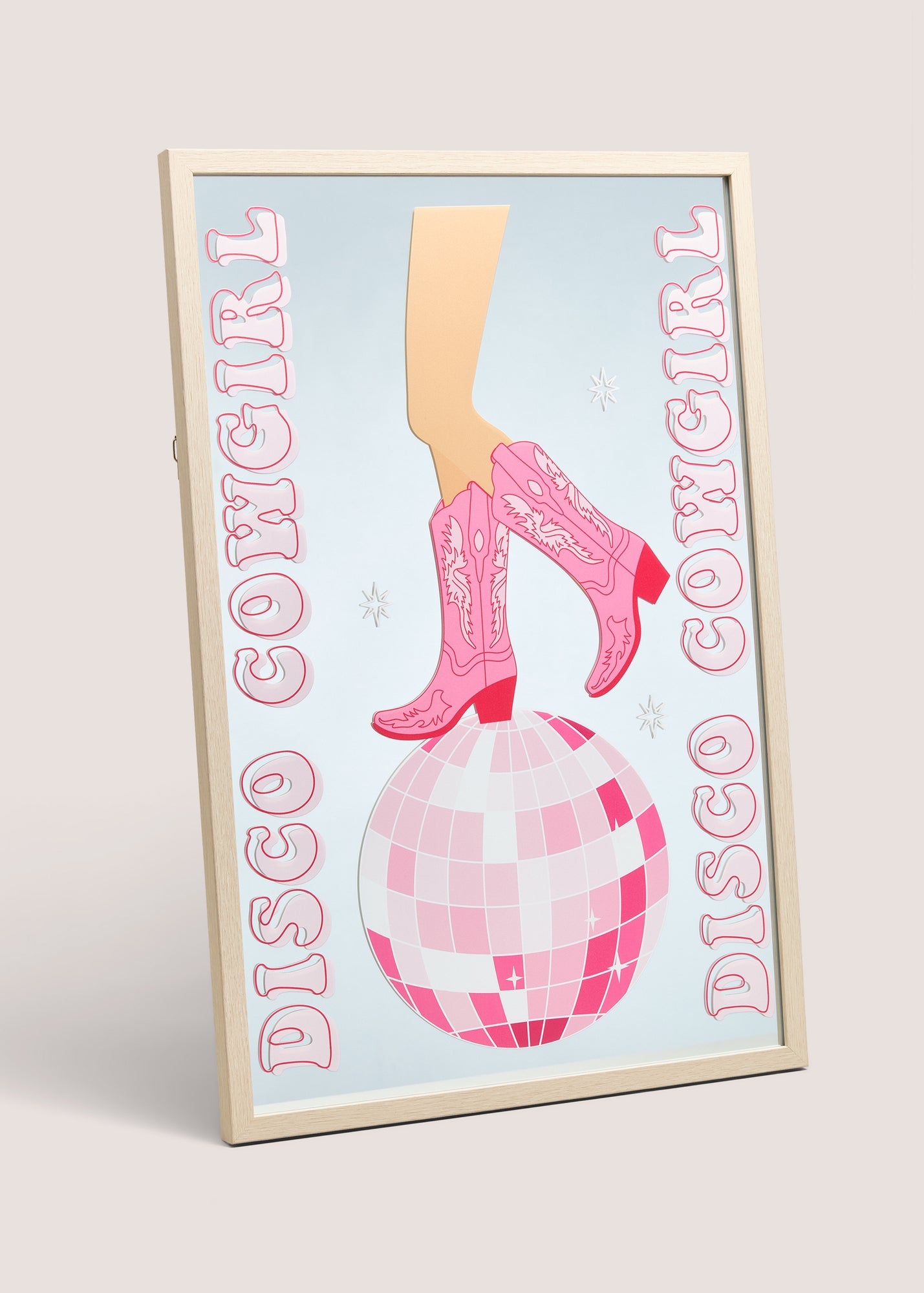 Pink Mirrored Disco Cowgirl Wall Art | Matalan